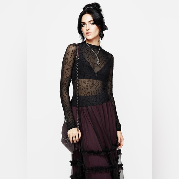 Disturbia | Tops | Disturbia Bouquet Floral Flocked Velour Mesh Top Us4 ...